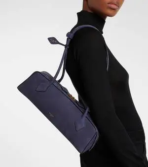 Alaïa Le Teckel Suede Shoulder Bag - Blue