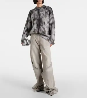 Attico Leopard-print Jacquard Sweater - Grey