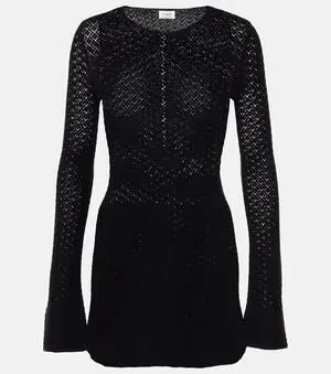 Saint Laurent Wool-blend Crochet Minidress