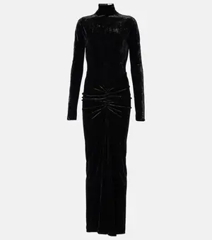 Alaïa Ruched Velvet Midi Dress