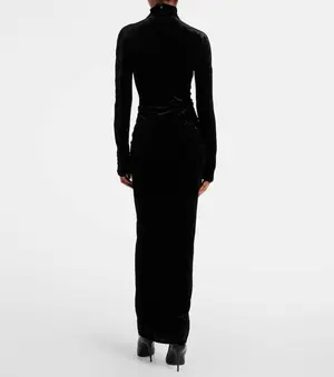 Alaïa Ruched Velvet Midi Dress