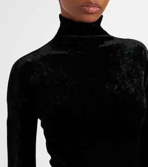 Alaïa Ruched Velvet Midi Dress