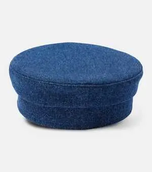 Ruslan Baginskiy Embellished Denim Newsboy Cap - Blue