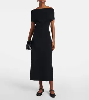 TOTEME Knitted Off-the-shoulder Midi Dress