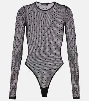 Wardrobe.NYC Polka-dot Sheer Bodysuit