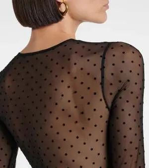 Wardrobe.NYC Polka-dot Sheer Bodysuit