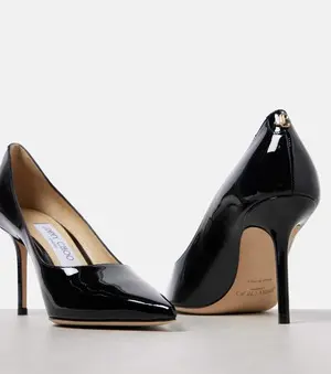 JIMMY CHOO Patent Leather Pointed Toe Pumps - Black
