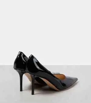 JIMMY CHOO Patent Leather Pointed Toe Pumps - Black