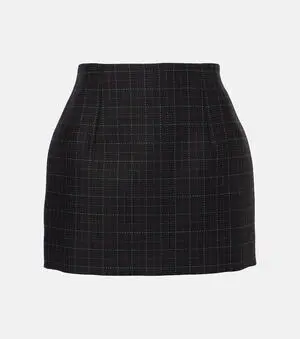 Wardrobe.NYC Checked Wool Miniskirt - Black