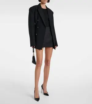 Wardrobe.NYC Checked Wool Miniskirt - Black