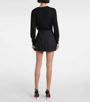 Wardrobe.NYC Checked Wool Miniskirt - Black
