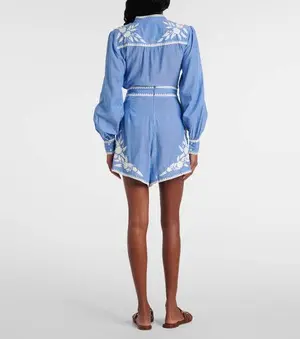 JULIET DUNN Cotton Chambray Shorts - Blue