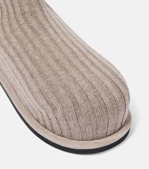 Amina Muaddi Veneda 15 Knee-high Sock Boots - Neutrals