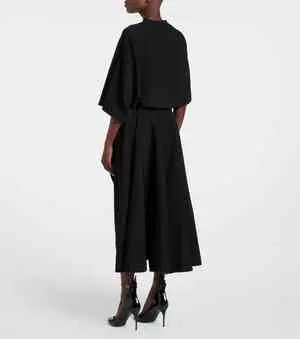 Alaïa Belted Leather-trimmed Midi Dress - Black