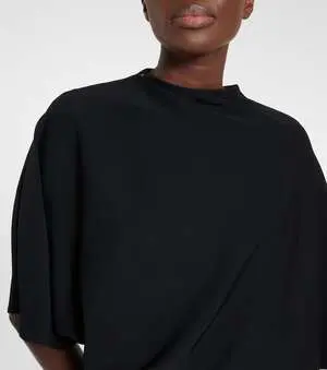 Alaïa Belted Leather-trimmed Midi Dress - Black