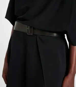 Alaïa Belted Leather-trimmed Midi Dress - Black