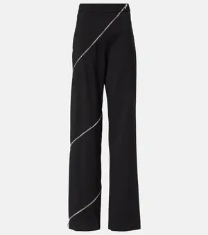 Alaïa Spiral Cotton Wide-leg Pants - Black