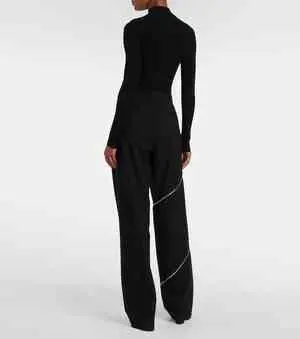 Alaïa Spiral Cotton Wide-leg Pants - Black