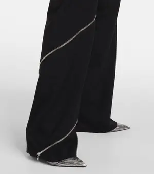 Alaïa Spiral Cotton Wide-leg Pants - Black