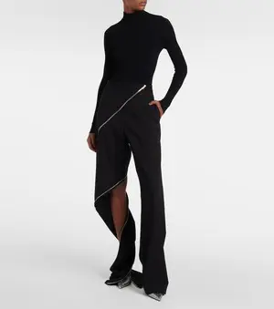 Alaïa Spiral Cotton Wide-leg Pants - Black