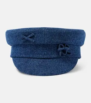 Ruslan Baginskiy Embellished Denim Newsboy Cap - Blue