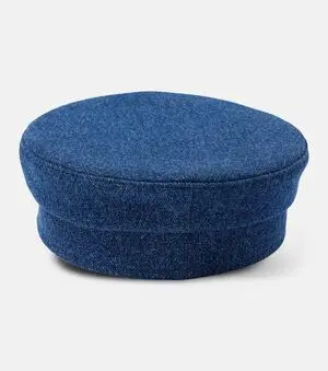 Ruslan Baginskiy Embellished Denim Newsboy Cap - Blue