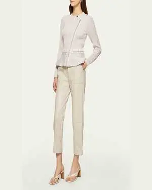 Simkhai Andi Mixed-knit Cotton Peplum Jacket - Stone