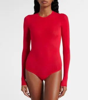 Wardrobe.NYC Sheer Mesh Bodysuit - Red