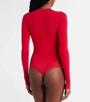 Wardrobe.NYC Sheer Mesh Bodysuit - Red