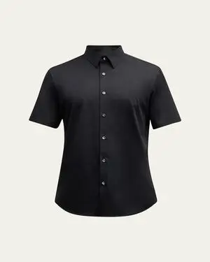 Theory Irving Short Sleeve Shirt In Structure Knit - Black