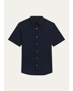 Theory Irving Short Sleeve Shirt In Structure Knit - Eclipse