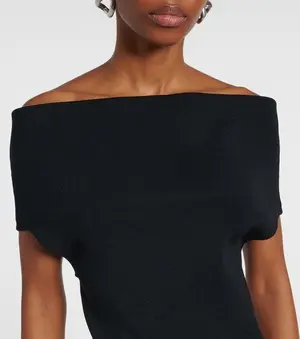 TOTEME Knitted Off-shoulder Midi Dress