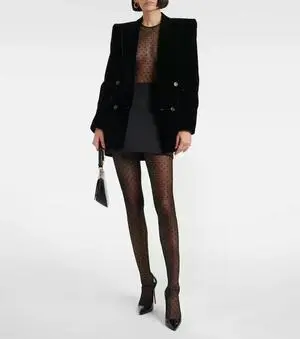 Wardrobe.NYC Polka-dot Sheer Mesh Bodysuit - Black