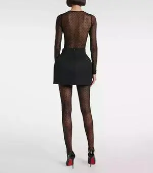 Wardrobe.NYC Polka-dot Sheer Mesh Bodysuit - Black