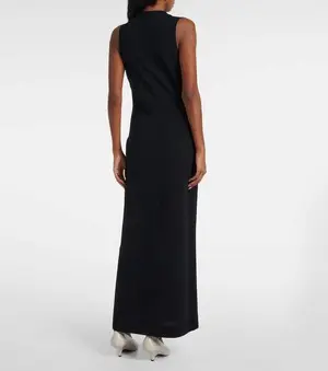 TOTEME Draped Wool-blend Maxi Dress - Black