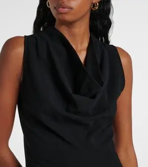 TOTEME Draped Wool-blend Maxi Dress - Black
