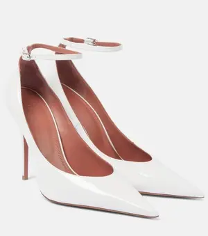 Amina Muaddi Anok 105 Patent Leather Pumps - White