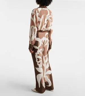 SIR. Portia Printed Wide-leg Pants - Brown