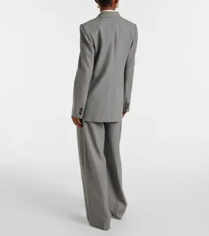 Vince Double-breasted Wool-blend Twill Blazer - Grey