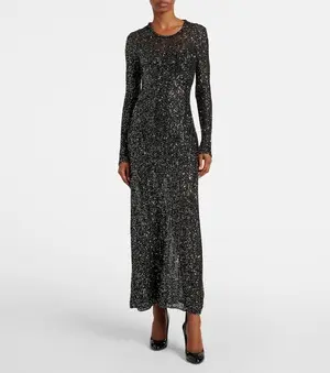 Alaïa Sequined Midi Dress - Black