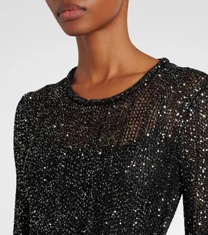 Alaïa Sequined Midi Dress - Black