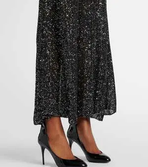 Alaïa Sequined Midi Dress - Black