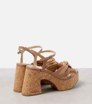 JIMMY CHOO Heloise 95 Leather Platform Sandals - Brown