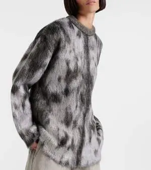 Attico Leopard-print Jacquard Sweater - Grey