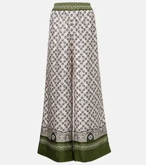 La DoubleJ Printed Silk Twill Palazzo Pants