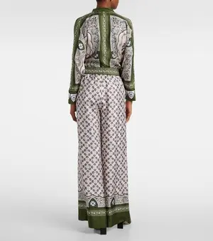 La DoubleJ Printed Silk Twill Palazzo Pants