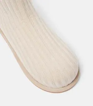 Amina Muaddi Veneda 15 Knee-high Sock Boots - Beige