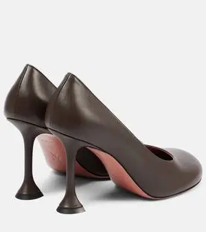 Amina Muaddi Iris 95 Leather Pumps - Brown