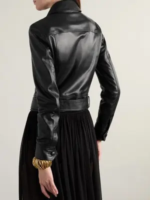 Saint Laurent Belted Leather Biker Jacket