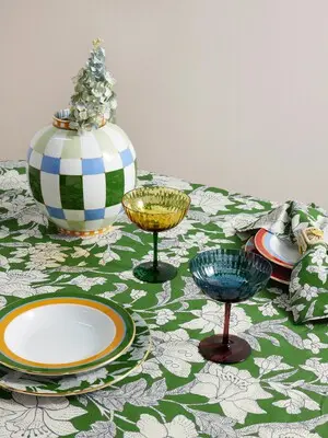 La DoubleJ Large Floral-print Linen Tablecloth